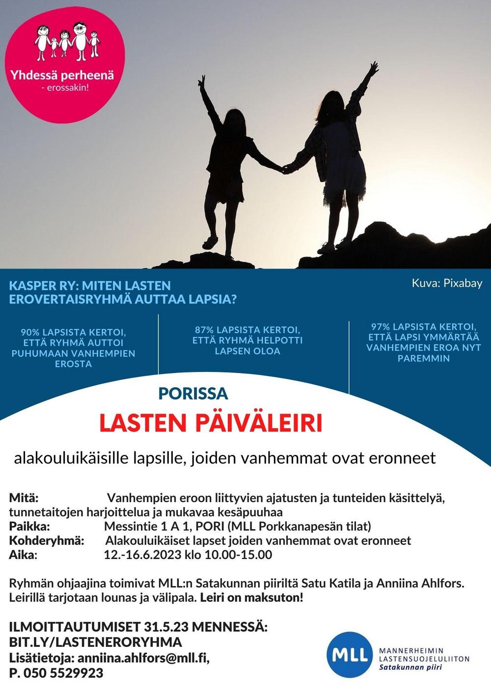 Kesäleiri alakouluikäisille lapsille, joiden vanhemmat ovat eronneet - MLL:n Satakunnan piiri